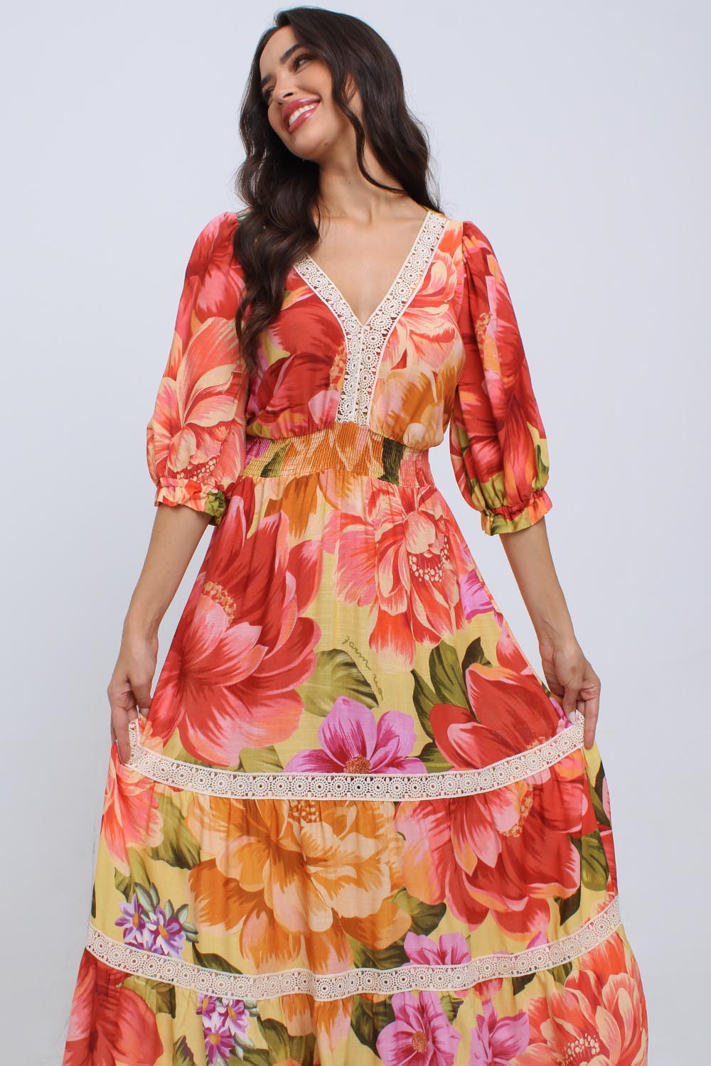 Vestido longo lia farm - Babadotop