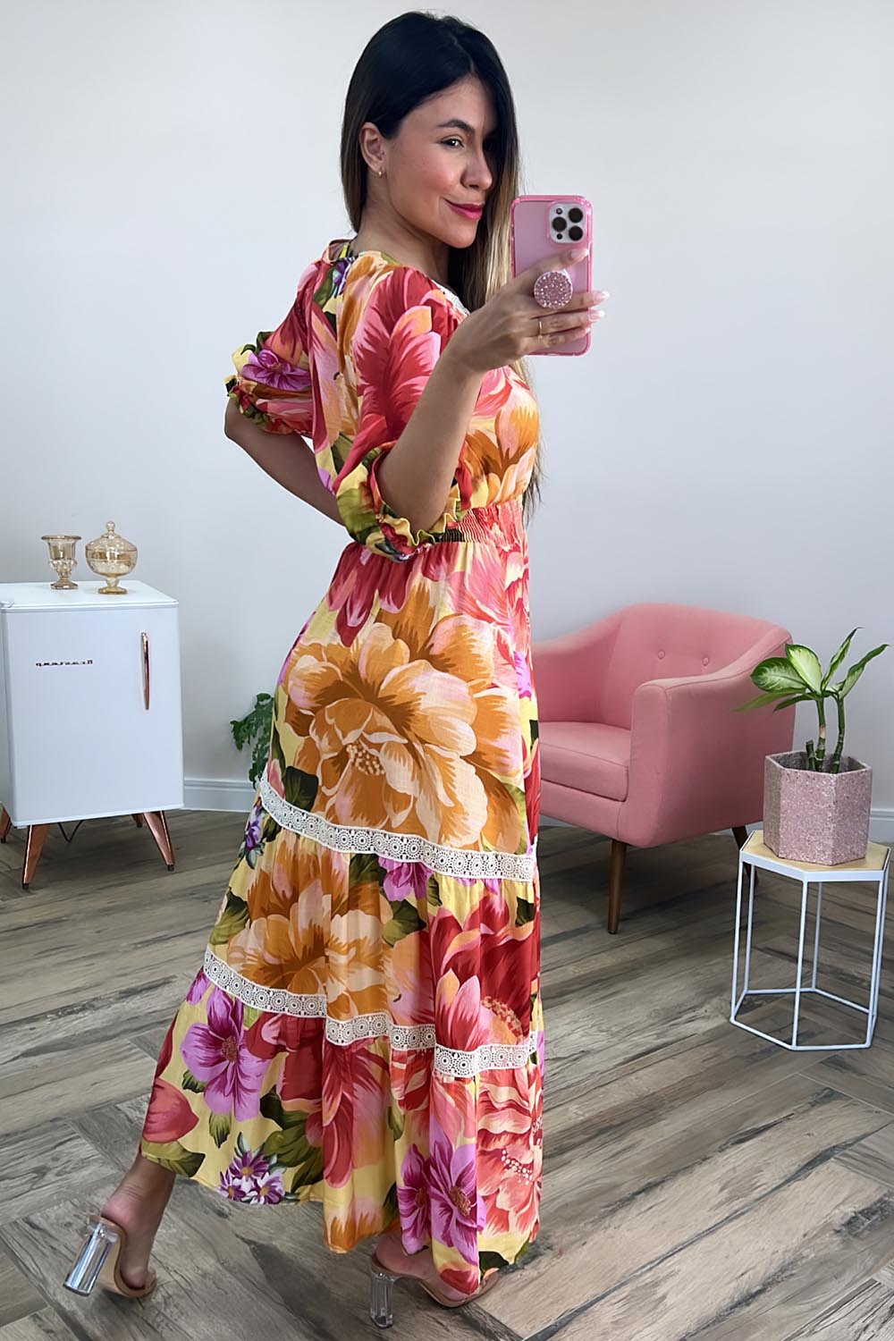 Vestido longo lia farm - Babadotop