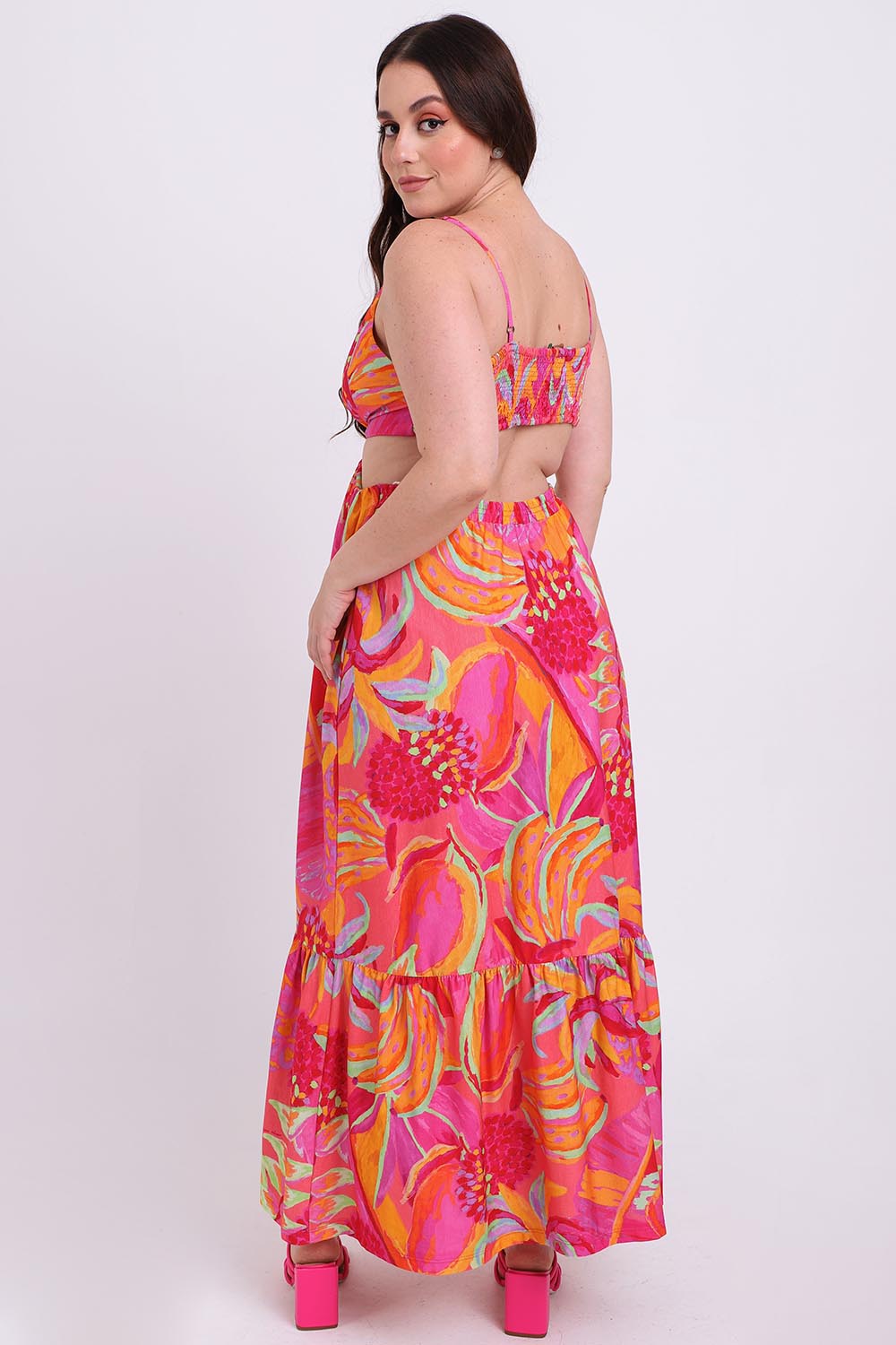 Vestido Cropped Pincelada De Fruta Farm Babadotop Babadotop