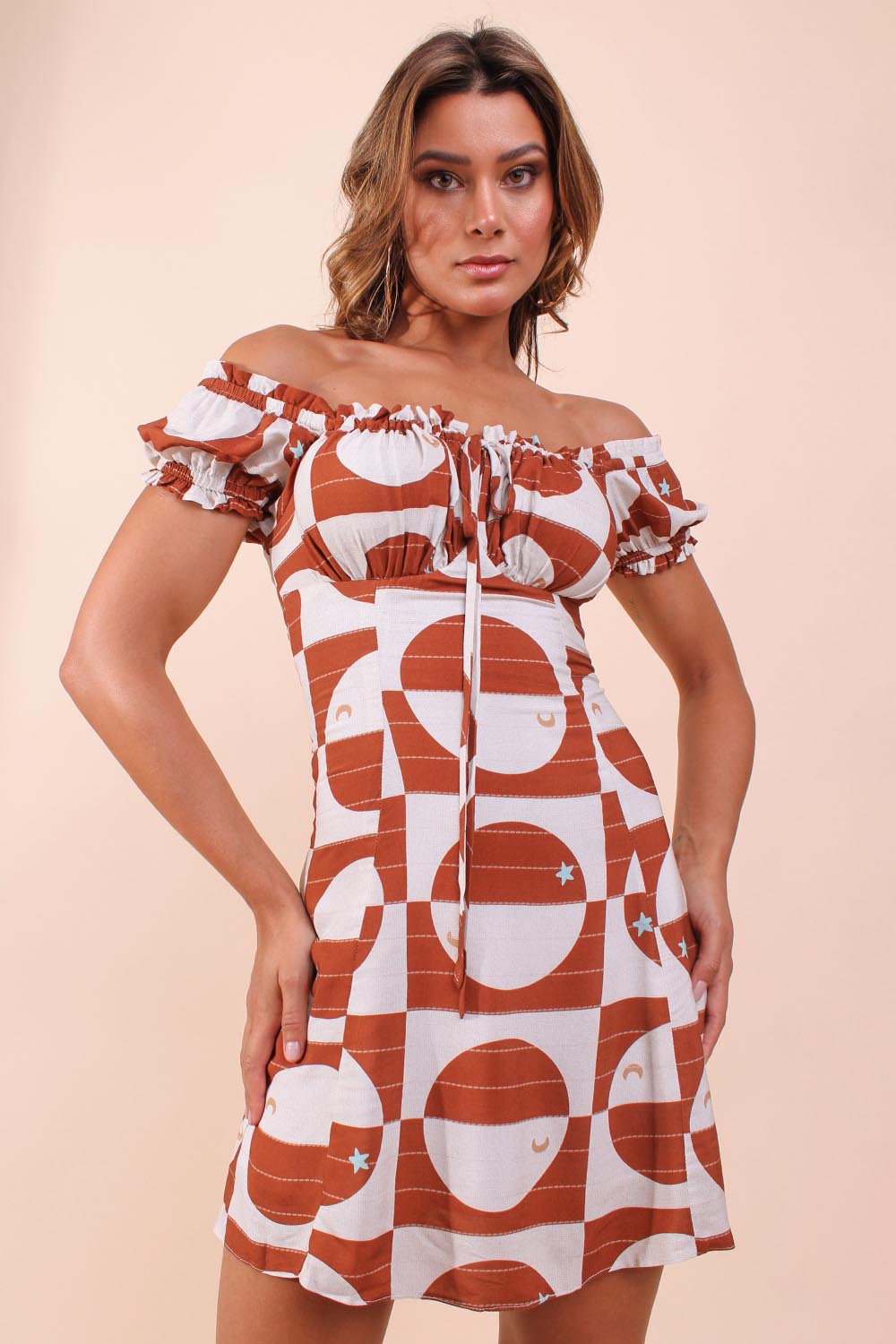 Vestido curto ombro a ombro mística pequiá - Babadotop