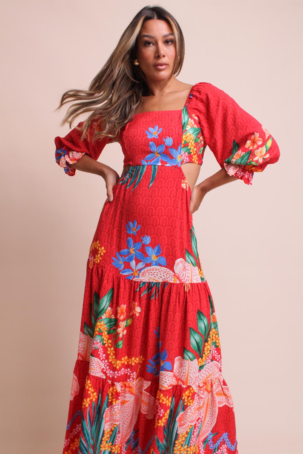 Vestido midi floresta lírica pequiá - Babadotop