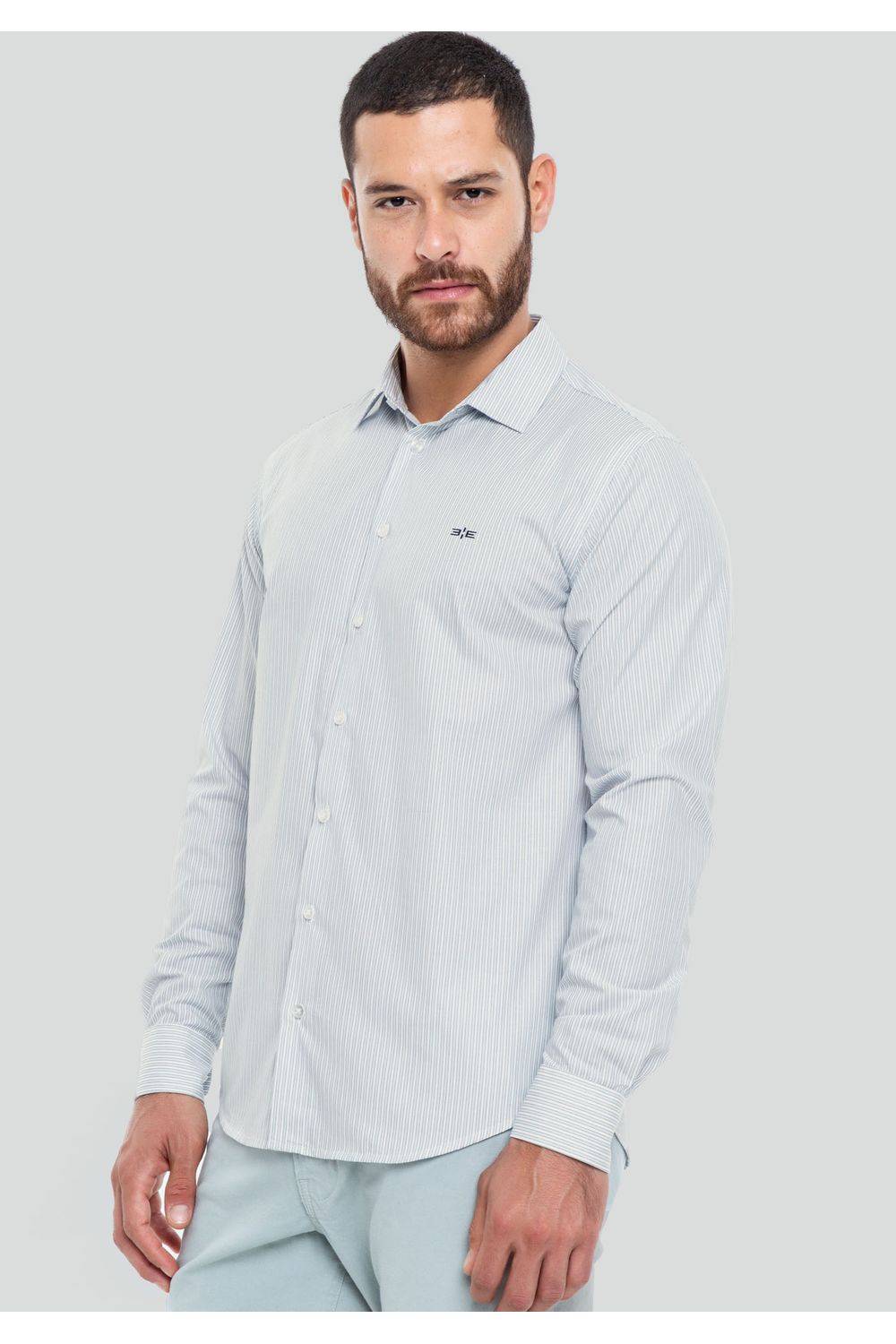 Camisa Masculina Slim Fit em Fio Egípcio - Babadotop